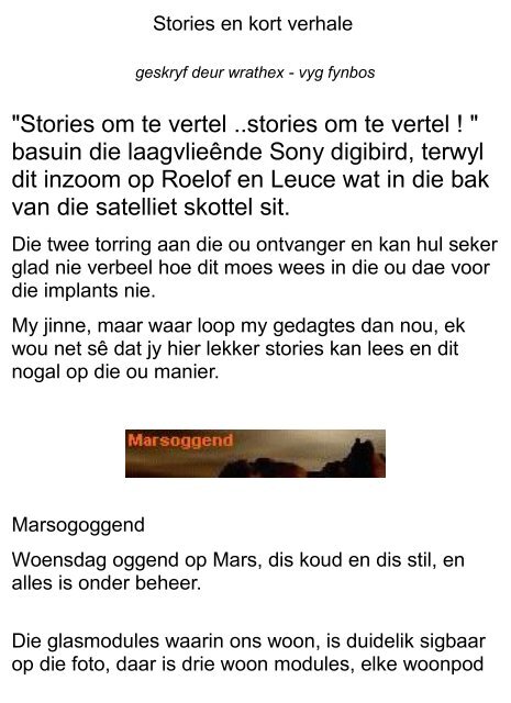 Kort Afrikaanse Stories - heksie.com