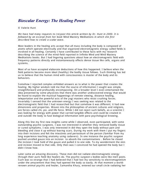 Bioscalar Energy: The Healing Power by Valerie Hunt - Quantum ...