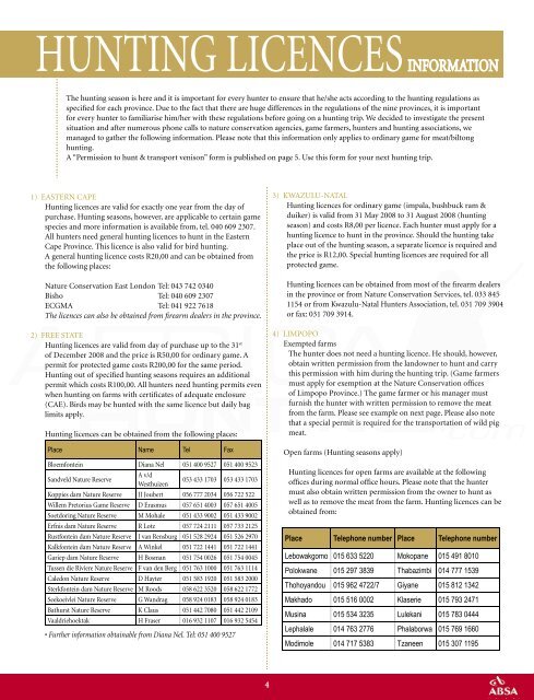 hunting licences - AfricaHunting.com