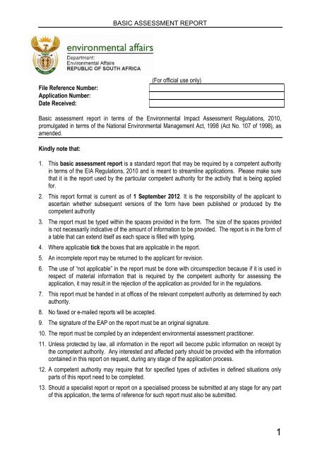 Basic assessment report - SRK Consulting