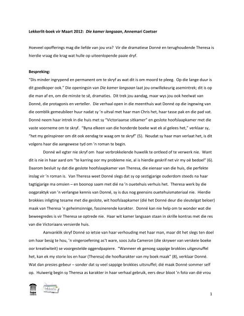 Meer inligting oor die boek