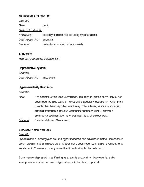 Metabolism and nutrition