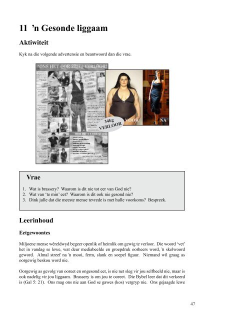 11 ƌ Gesonde liggaam Aktiwiteit