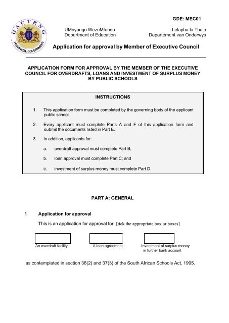 Amended application for MEC approval 25 08 03. - Gauteng ...