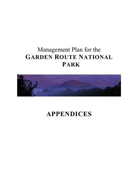 GRNP MANAGEMENT PLAN APPENDICES - SANParks