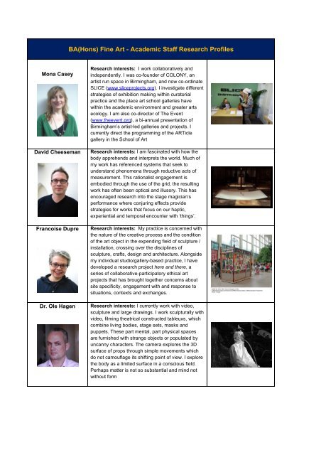 Academic Staff Research Profiles - Birmingham City University