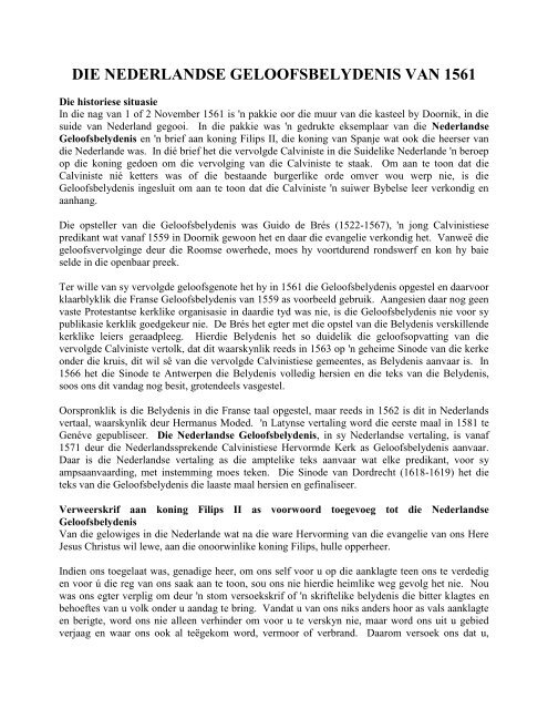 Die Nederlandse geloofsbelydenis - Nederduitsch Hervormde Kerk ...