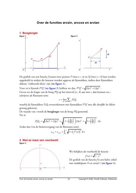 Over de functies arcsin, arccos en arctan
