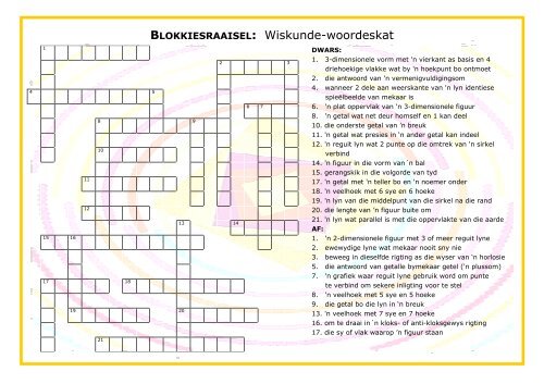BLOKKIESRAAISEL: Wiskunde-woordeskat - Think Online