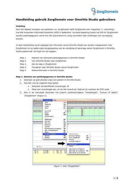 Handleiding gebruik ZorgDomein voor OmniHis Studio gebruikers