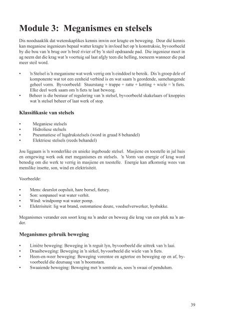 Module 3: Meganismes en stelsels