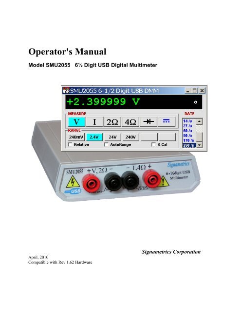 SMU2055 Manual - Signametrics Corp.