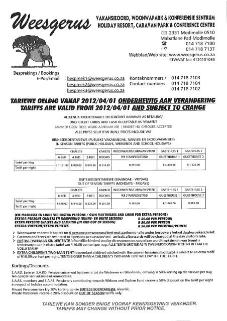 vakansieoord, woonwapark 8: konferensie sentrum - Weesgerus ...