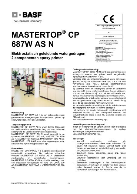 MASTERTOP CP 687W AS N - Basf Cc