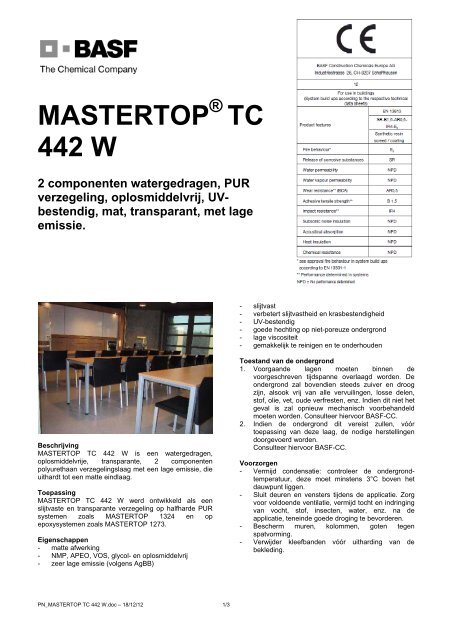 MASTERTOP TC 442 W - Basf Cc
