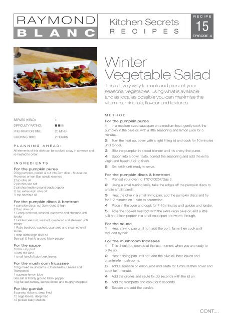 15 Winter Vegetable Salad - Raymond Blanc