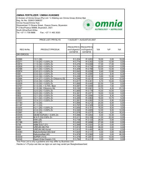 OMNIA FERTILIZER / OMNIA KUNSMIS - Grain SA Home