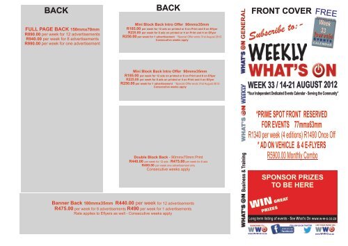 Weekly What's On Week Blank Template - lowveld events website