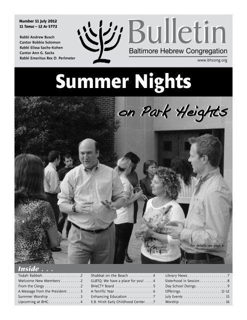 July 2012 Bulletin - Baltimore Hebrew Congregation