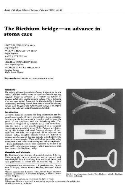 The Biethium bridge-an advance in stoma care