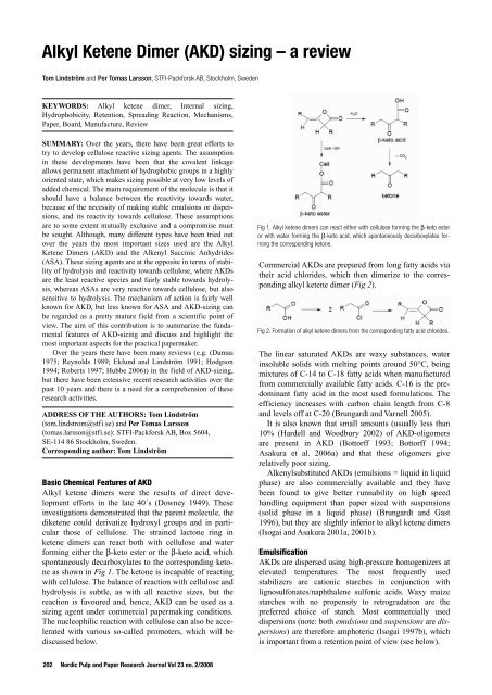 Alkyl Ketene Dimer (AKD) sizing – a review