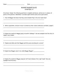 MUGGIE MAGGIE Quiz Chapter 5-8 - Mrs. Agnew's Class
