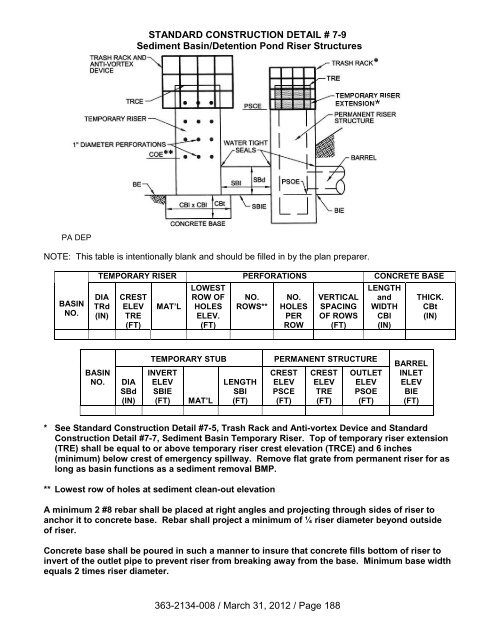 PA DEP STANDARD CONSTRUCT