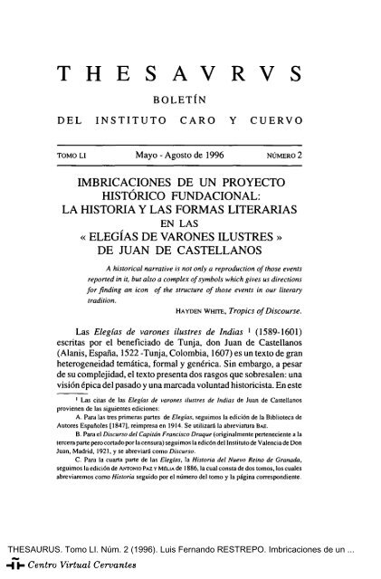 Imbricaciones de un proyecto histórico fundacional - Centro Virtual ...