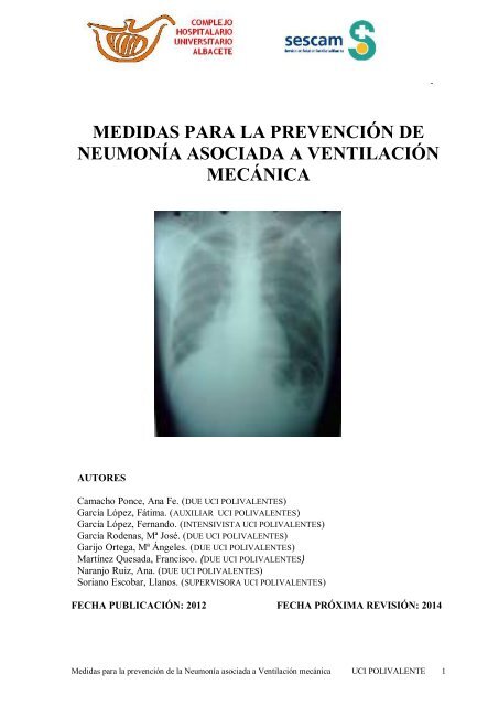Protocolo prevención de la Neumonía Asociada a Ventilación Protocolo prevención de la Neumonía Asociada a Ventilación