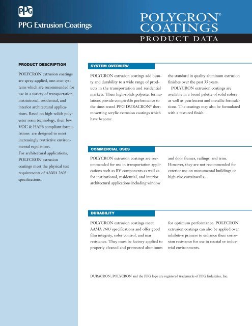 to view the Polycron product data sheet - PPG Industries