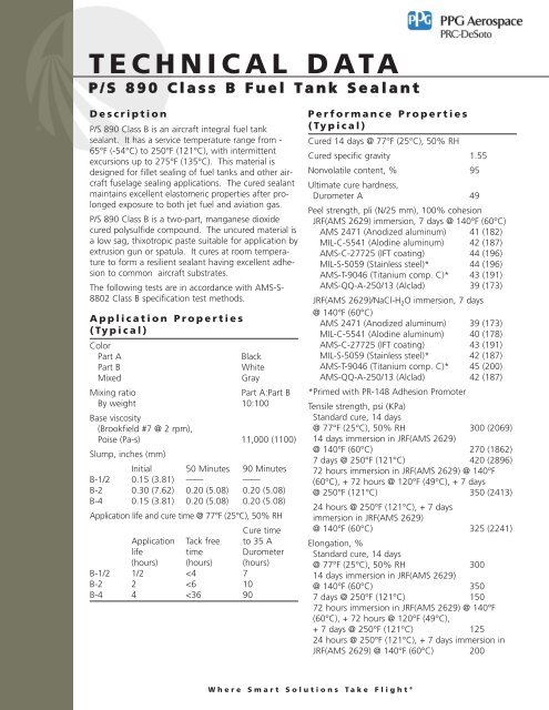 P/S 890 Class B Fuel Tank Sealant - PPG Industries
