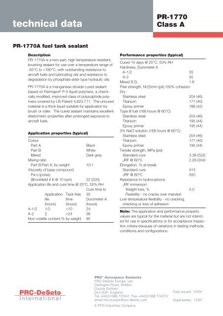 tds.PR1770.CLA UK - PPG Industries