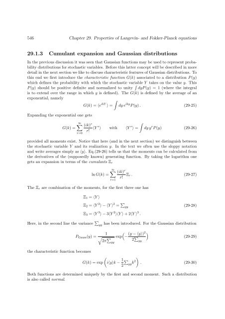 29.1.3 Cumulant expansion and Gaussian distributions