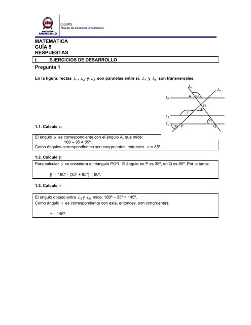 MATEMÁTICA GUÍA 5 RESPUESTAS Pregunta 1 - Preunab