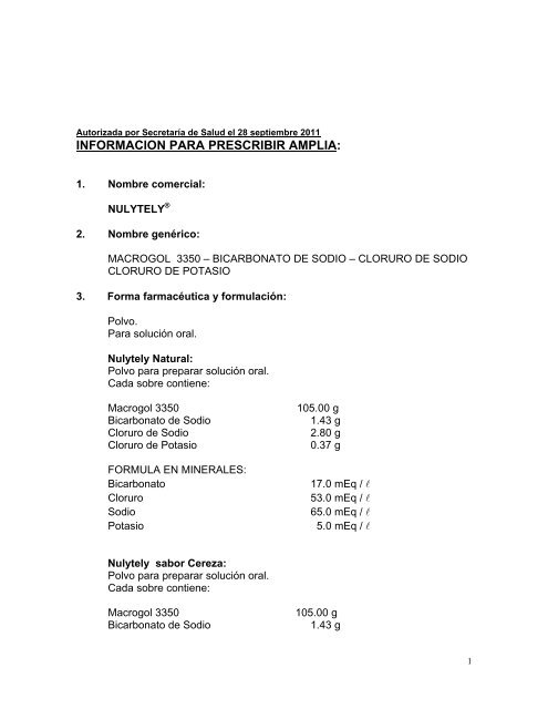 INFORMACION PARA PRESCRIBIR AMPLIA: - Asofarma de México