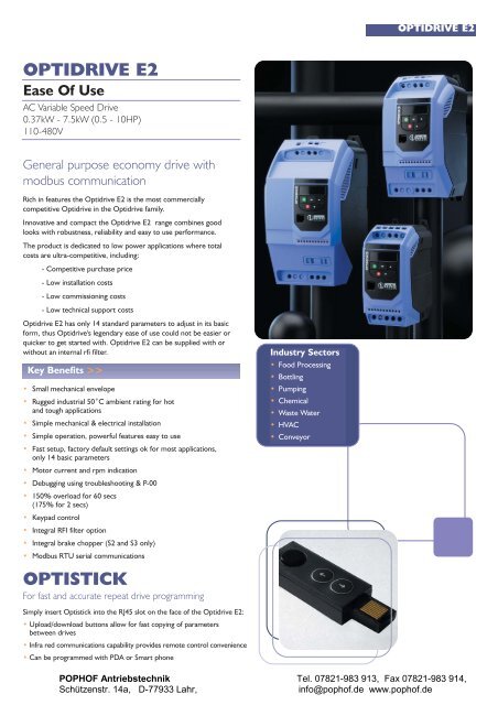 OPTIDRIVE E2 OPTISTICK - Pophof