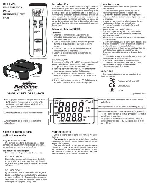 srs2 balanza inalámbrica para refrigerantes - Fieldpiece