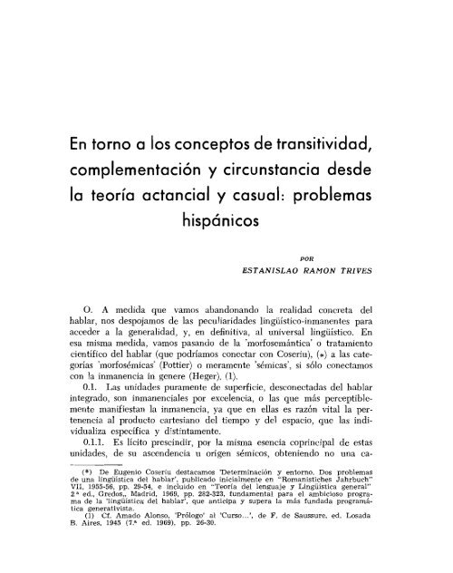 En torno a los conceptos de transitividad, ~om ... - Digitum