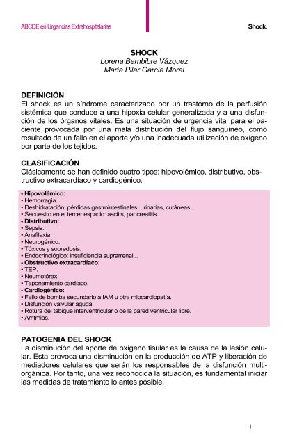 Shock. - ABCDE en Urgencias Extrahospitalarias