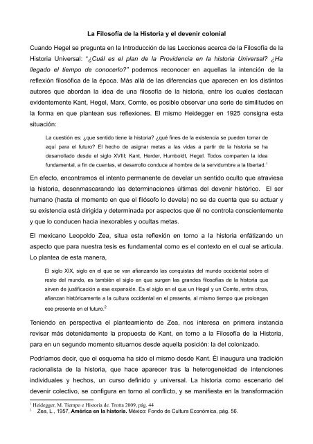 La Filosofía de la Historia y el devenir colonial Cuando Hegel se ...