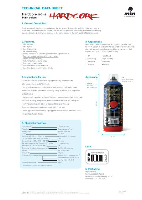 Hardcore 400 ml TECHNICAL DATA SHEET - Montana Colors