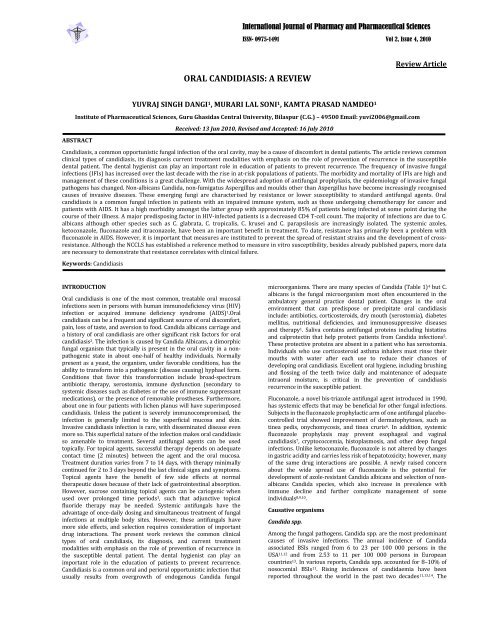 oral candidiasis: a review - International Journal of Pharmacy and ...