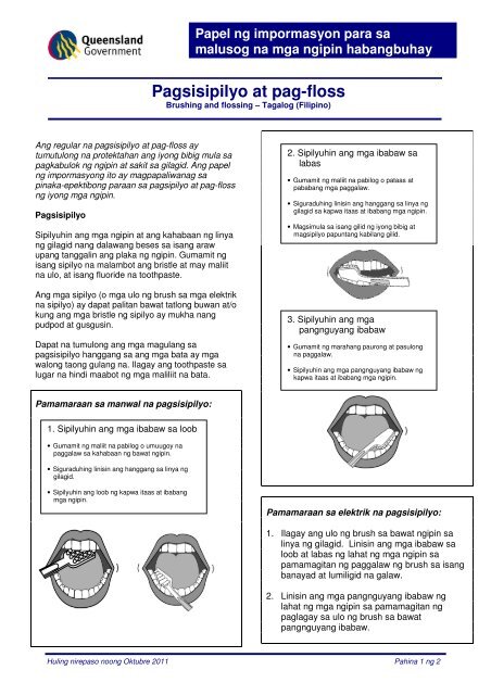 Pagsisipilyo at pag-floss - Queensland Health