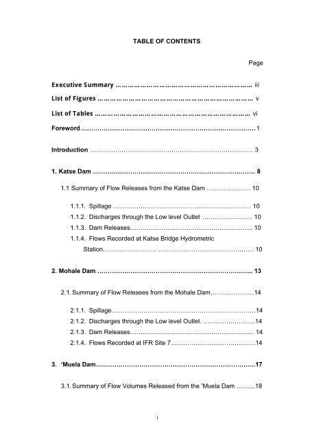 TABLE OF CONTENTS Page Executive Summary - Lesotho ...