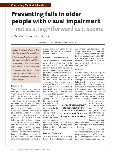 Preventing falls in older people with visual impairment - not as ...