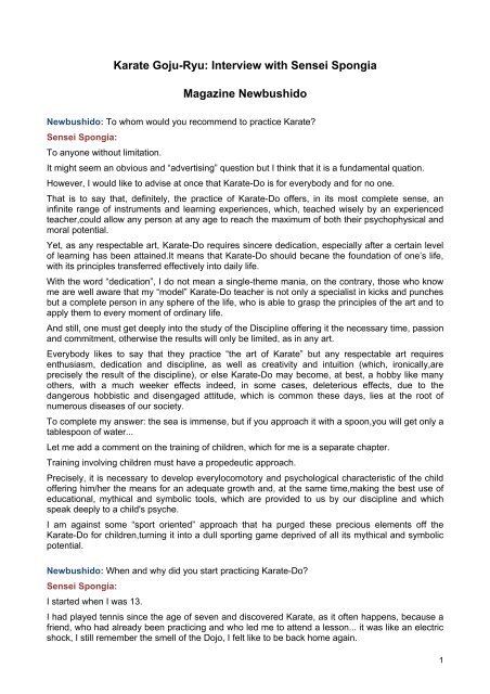 Karate Goju-Ryu: Interview with Sensei Spongia ... - Okinawa goju-ryu