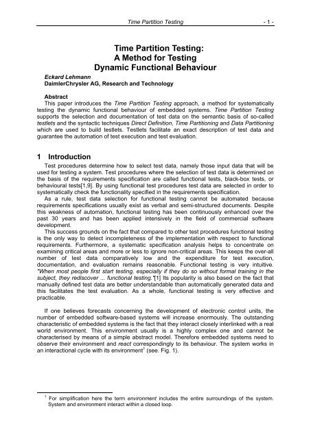 Time Partition Testing - Systematic Testing