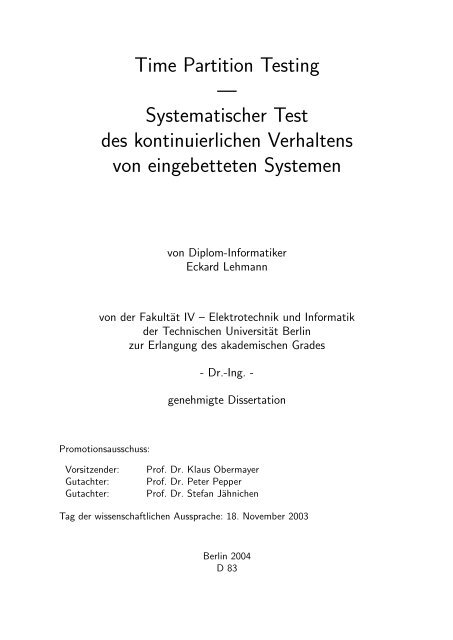 Time Partition Testing — Systematischer Test des ... - Opus
