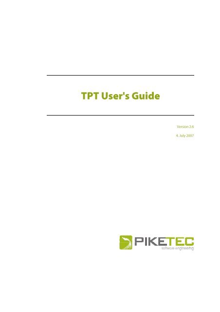 TPT User's Guide - PikeTec