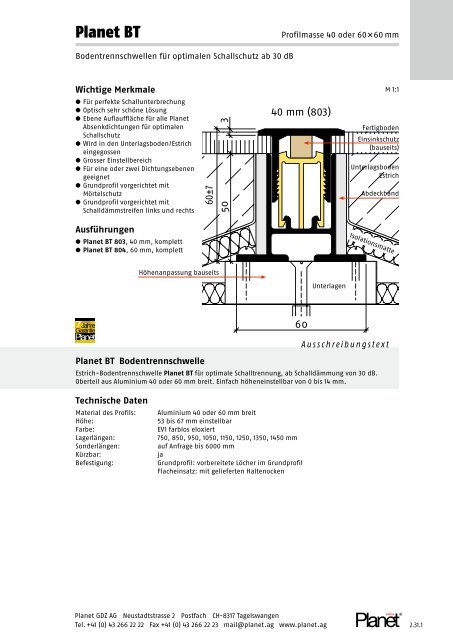 Planet BT Katalogblatt